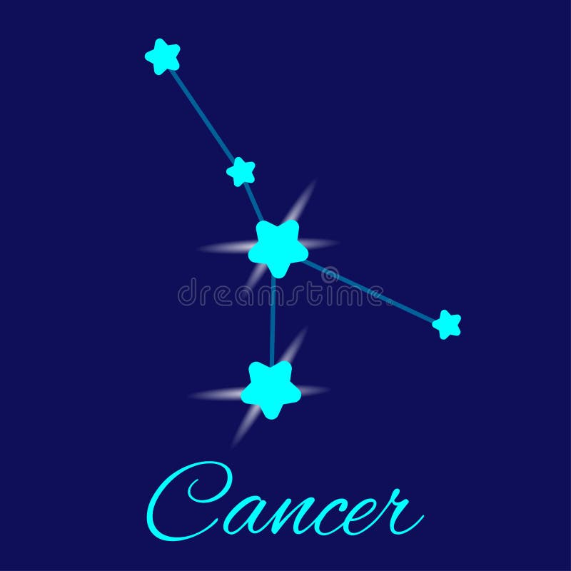 Cancer Constellation Astrology Vector Illustration Stars In Dark Blue