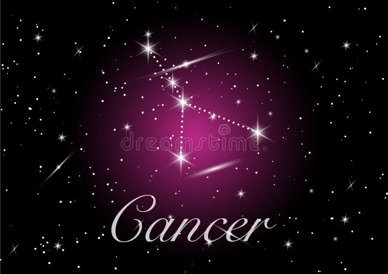 Cancer Zodiac Constellations Sign on Beautiful Starry Sky with Galaxy ...