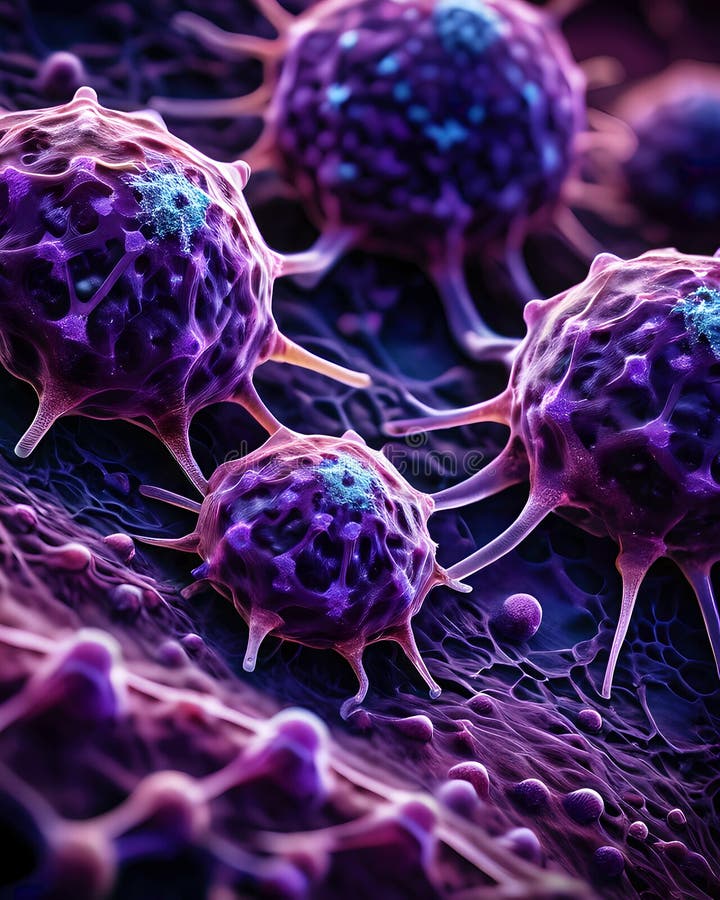 Cancer Disease Cells Viewed through Microscope, Generated by AI Stock ...