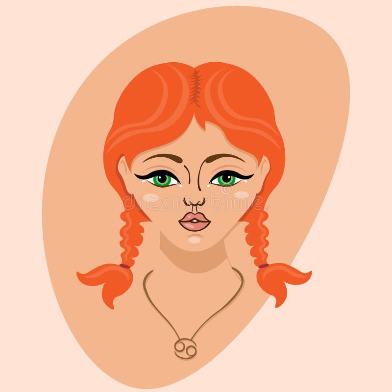 Beautiful Face of Cancer Woman Zodiac Sign. Horoscope Symbol Stock ...