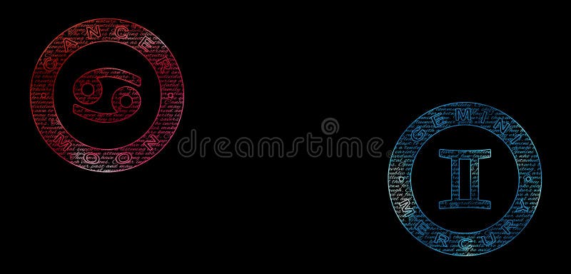 Cancer and Gemini Compatibility Stock Illustration - Illustration of ...