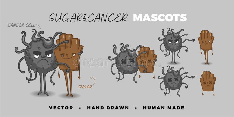 Vector Colored Cancer and Sugar Mascots Stock Vector - Illustration of ...