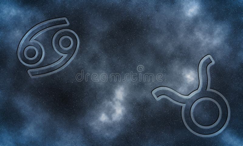 Taurus and Cancer Compatibility Stock Illustration - Illustration of ...