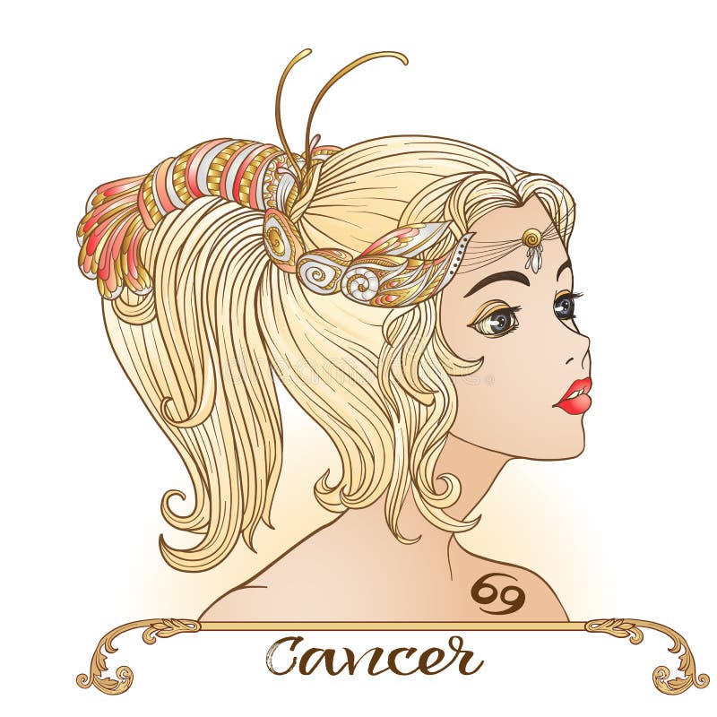 Cancer Zodiac Sign A Young Beautiful Girl In The Form Of One Of The