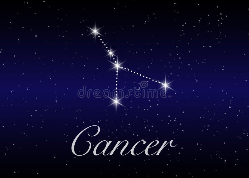 Cancer Zodiac Constellations Sign On Beautiful Starry Sky With Galaxy