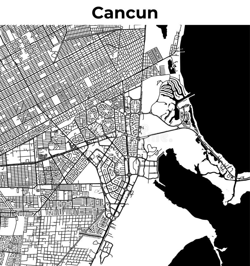 Cancun City Map, Cartography Map, Street Layout Map Stock Vector ...