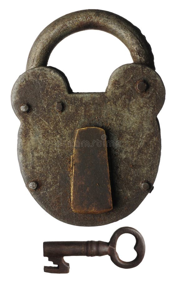Candado Antiguo Con Llave Aislado En Blanco Foto de archivo - Imagen de ...