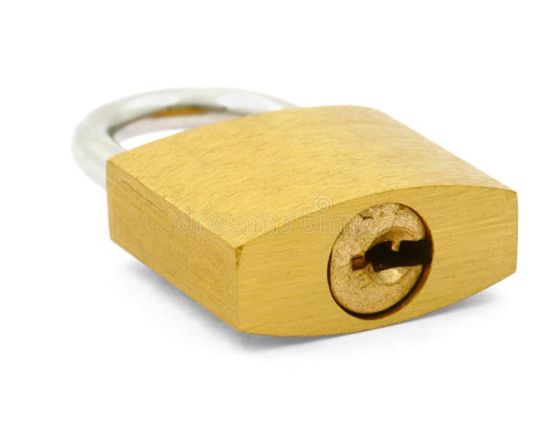 Candado en blanco foto de archivo. Imagen de dorado, primer - 1846894