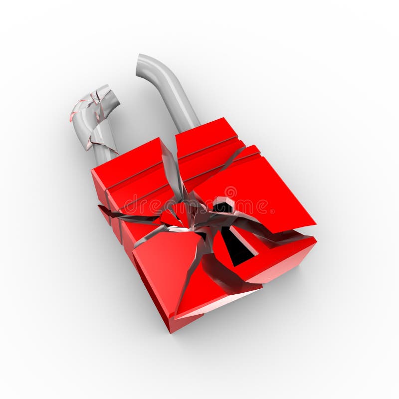 Candado roto 3d stock de ilustración. Ilustración de bloqueo - 53046774