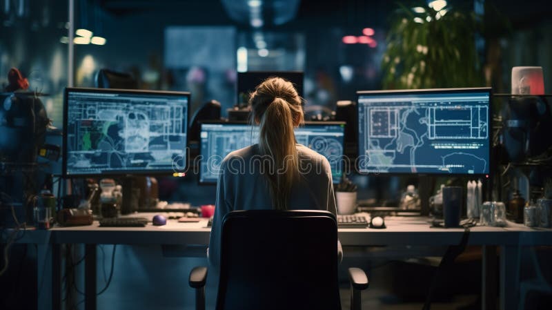 Candid Female Programmer Deeply Engrossed in Her Work, Showcasing ...