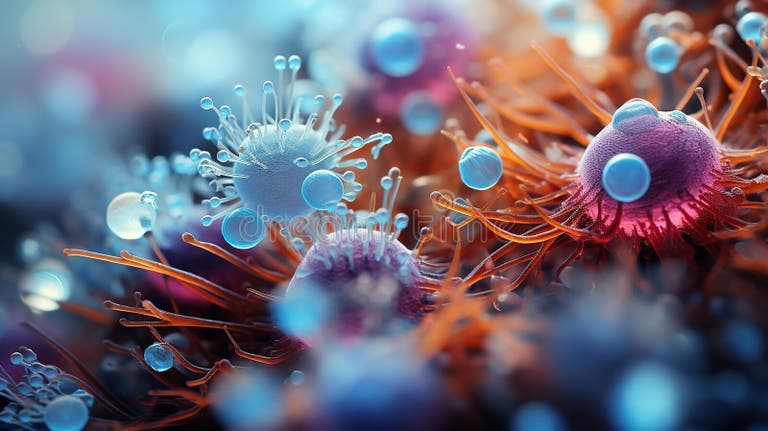 Candida and Bacteria Colonies Under a Microscope. Generative AI Stock ...