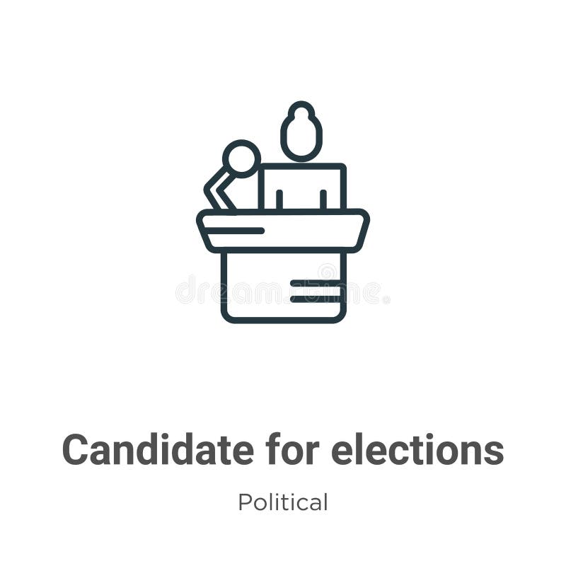 Candidate for Elections Outline Vector Icon. Thin Line Black Candidate ...