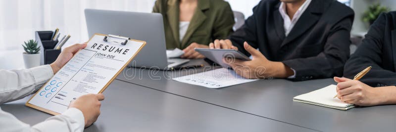 Candidate and Interviewers Discuss Work Experience in Job Interview ...