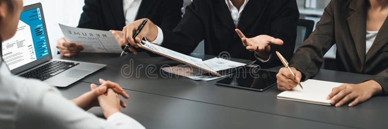 Candidate and Interviewers Discuss Work Experience in Job Interview ...