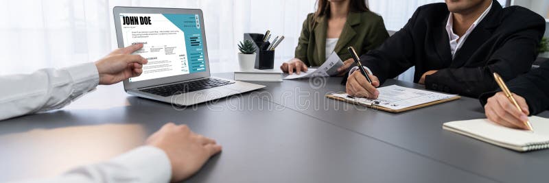 Candidate and Interviewers Discuss Work Experience in Job Interview ...