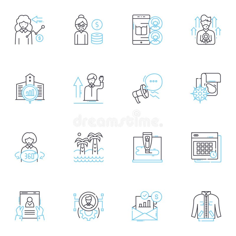 Candidate Selection Linear Icons Set. Qualifications, Experience ...