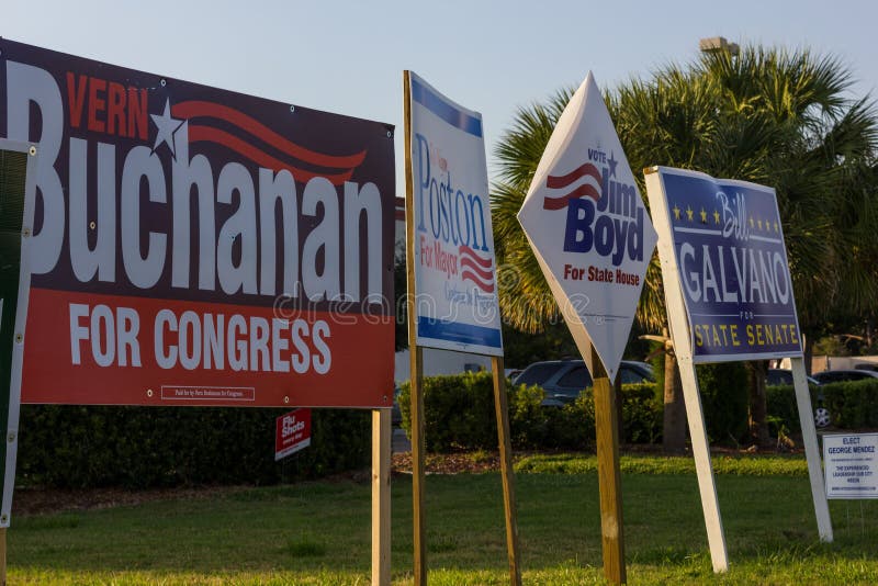 Candidate Signs Outside Polling Place During Presidential Election ...