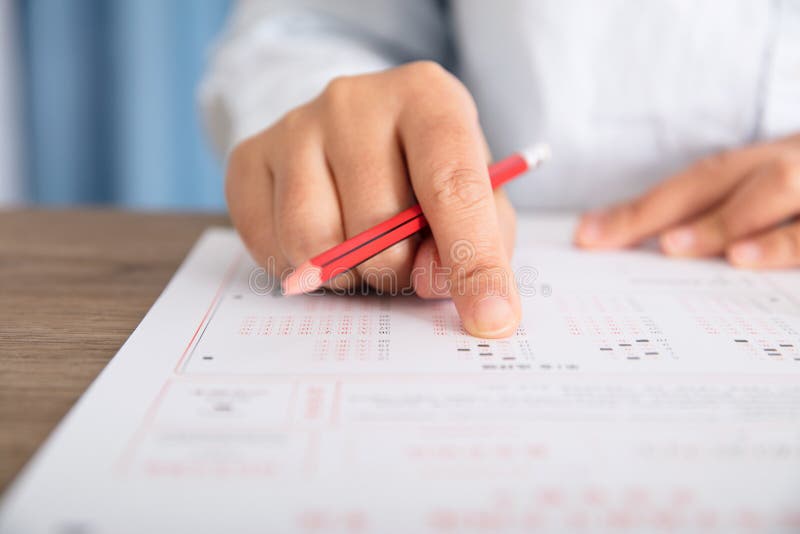Candidates Check Answer Sheet Close-up Stock Image - Image of ...