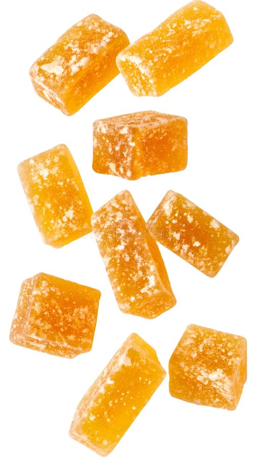 Candied Ginger Cubes Falling Transparent Background Stock Photos - Free ...