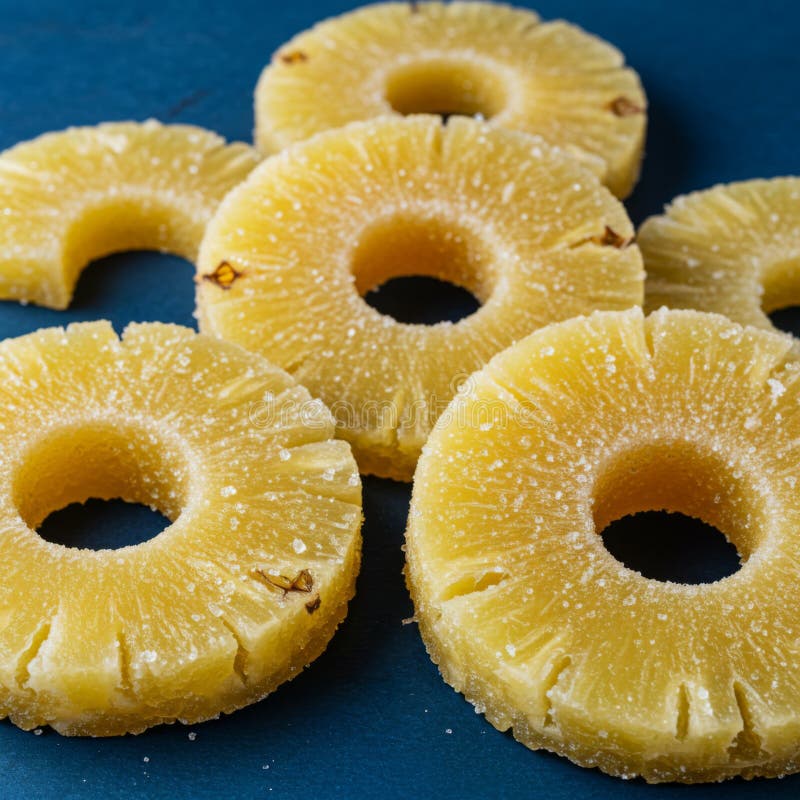 Candied Pineapple Rings on Dark Blue Background Stock Illustration - Illustration of slices ...