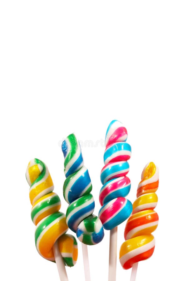 Rainbow Twirl Lollipop Candies Stock Image - Image of swirl, green ...