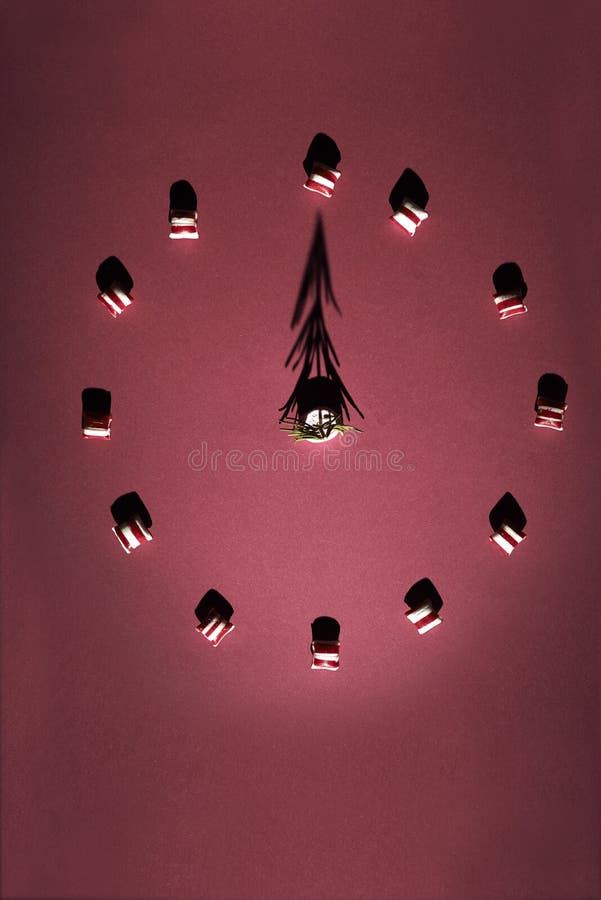 Candies as clockface stock photo. Image of shadow, festive - 162621676