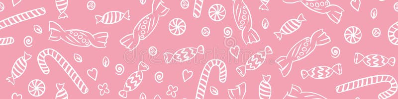 Candies Doodle Seamless Pattern Stock Vector - Illustration of striped ...