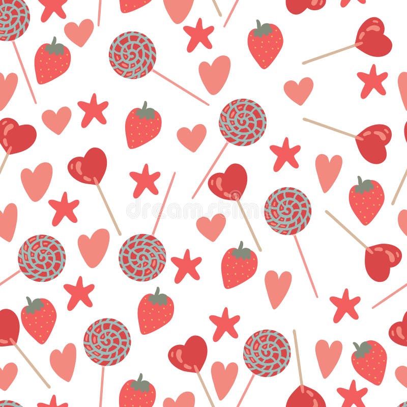 Candies Flat Design Sweets Seamless Pattern Stock Vector - Illustration ...