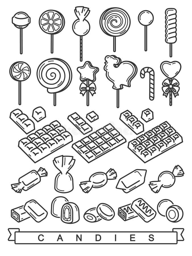 Candies Set. Collection Icons Candies Stock Vector - Illustration of ...