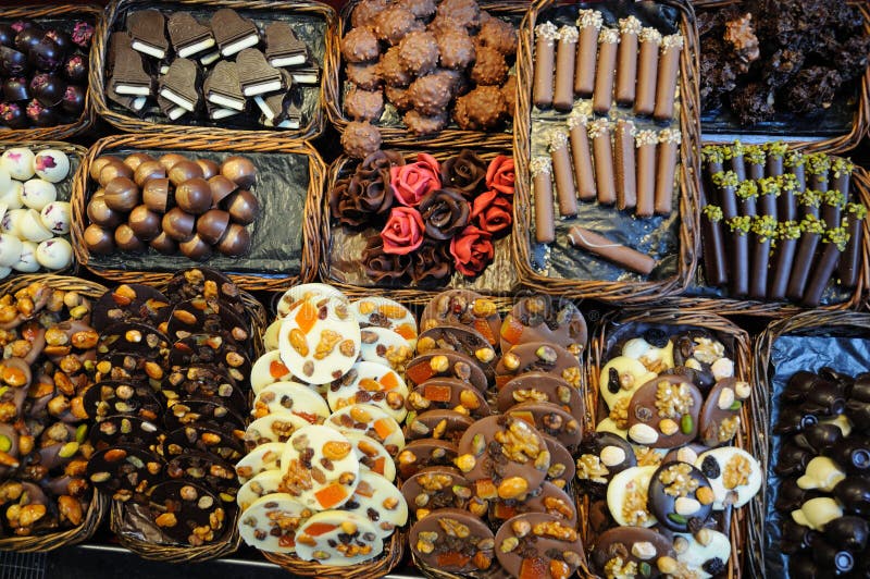 Candies Stand at Market, Barcelona Stock Photo - Image of nuts ...