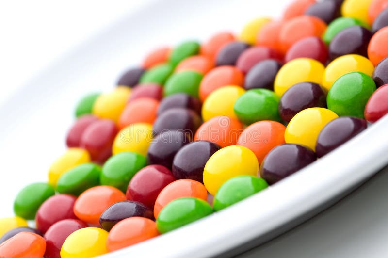 Colorful Candies on a White Plate Stock Photo - Image of bonbon ...