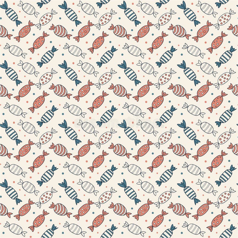 Candies Wrapped in Fun Shapes Pattern Design Stock Illustration ...