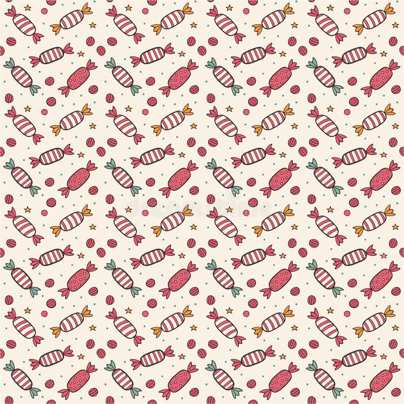 Candies Wrapped in Fun Shapes Pattern Design Stock Vector ...