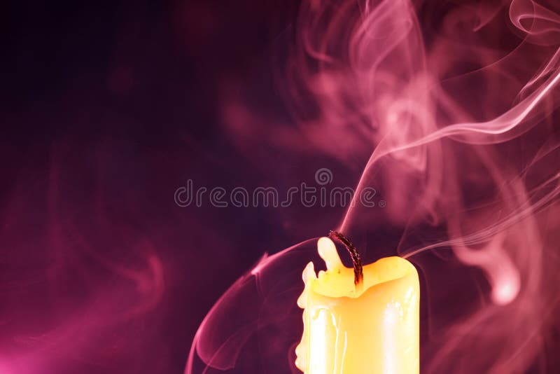 Candle on Abstract Smoke Background Stock Image - Image of dark ...