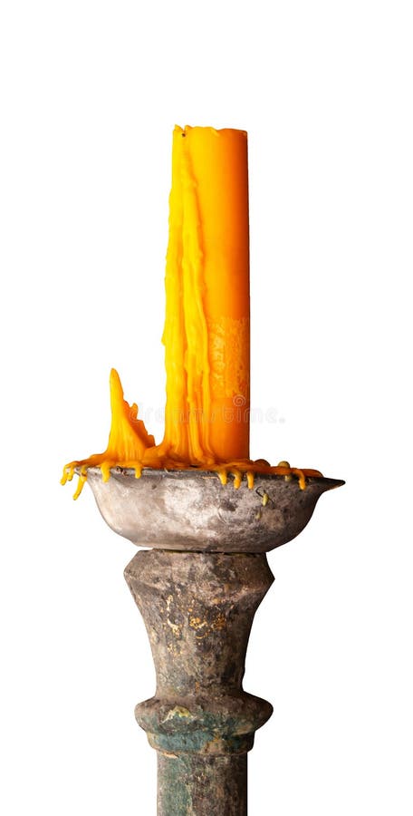 Candle on Ancient Candle Holder. Stock Photo - Image of gold, bronze ...