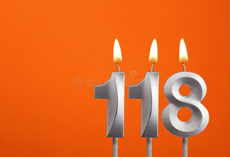 118 Candle - Birthday Celebration on Orange Background Stock Photo ...