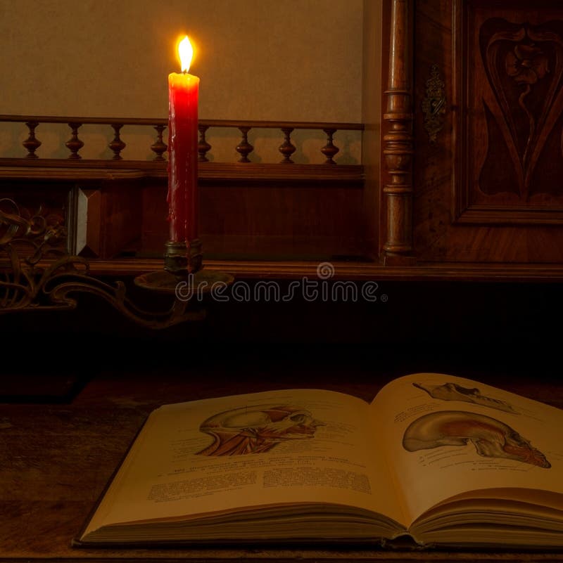Candle and book stock image. Image of yellow, equipment - 43824571