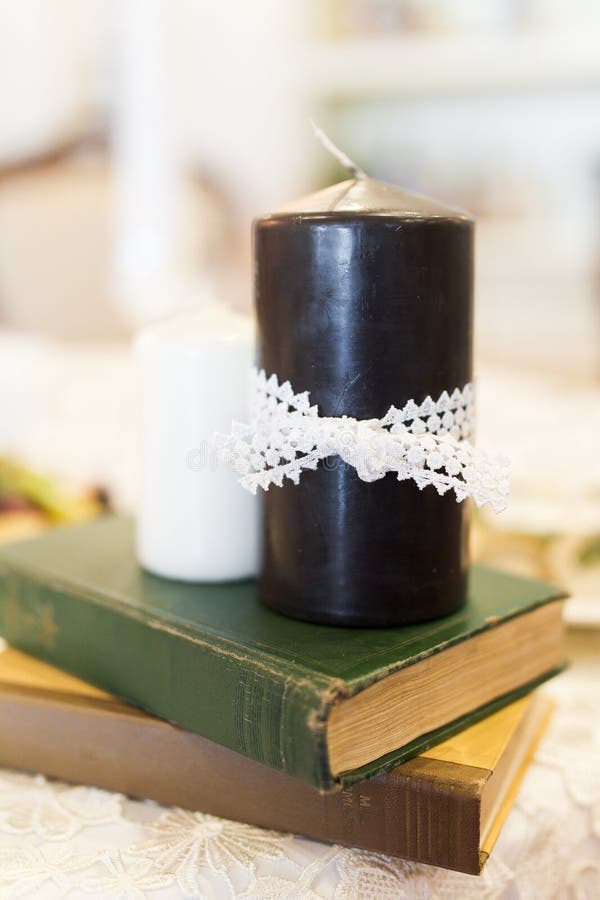 Candle with the book stock photo. Image of books, retro - 36682468