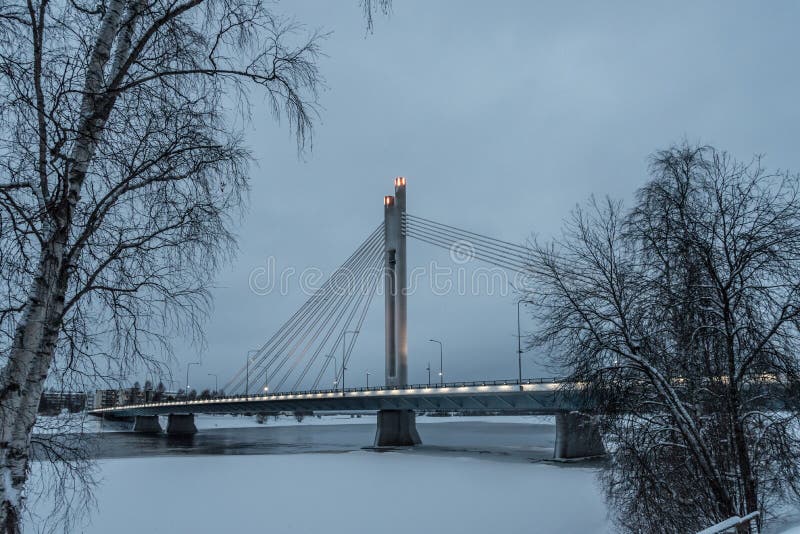 Candle Bridge in Rovaniemi, Finland Stock Photo - Image of design ...