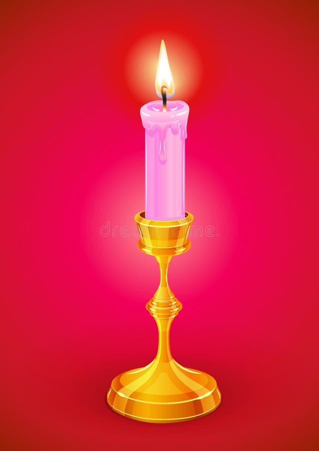 Candle Burning in Candlestick Stock Vector - Illustration of ...