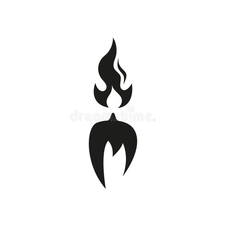 Candle with Burning Wick. Fire Flame Silhouette Stock Vector ...