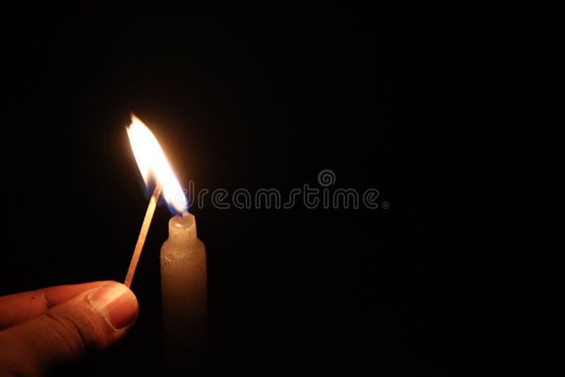 Match Stick Burning with Candle Stock Image - Image of candle, yellow ...