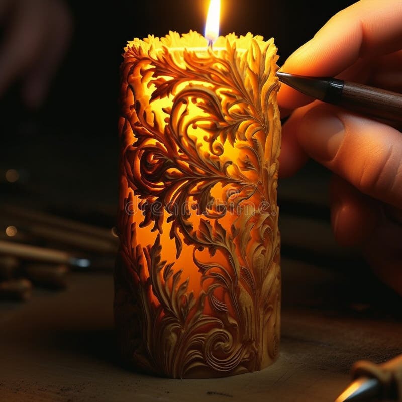 Candle Carving: Illuminating the Darkness with Artistic Mastery Stock ...