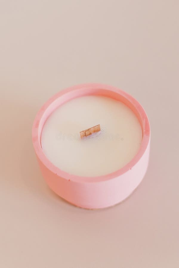 Candle in Concrete Form Light Background Stock Image - Image of therapy ...