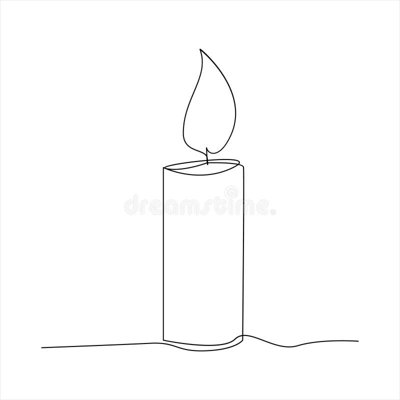 Vector Candle Light Continuous One Line Drawing Art Illustration on ...