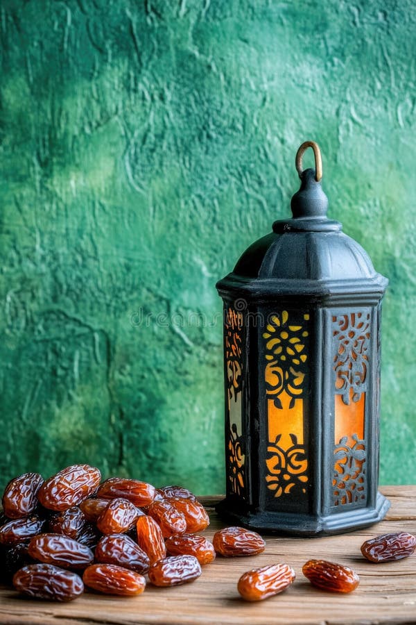 Candle and Dates on Table stock photo. Image of generated - 362088876