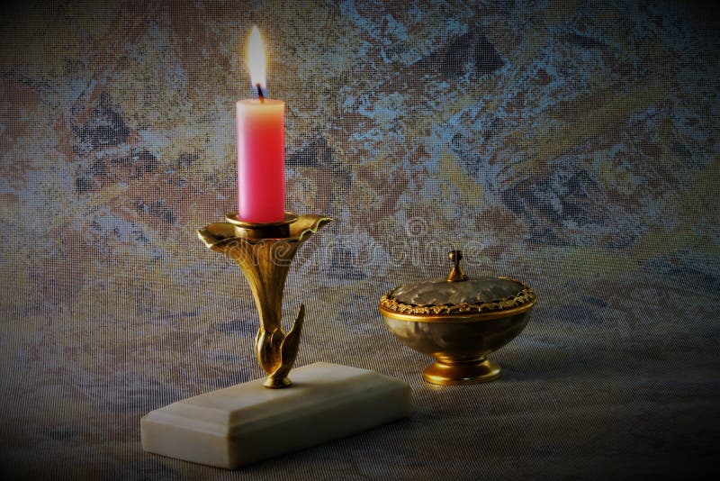 Candle Burning on the Candlestick Stock Photo - Image of burning ...