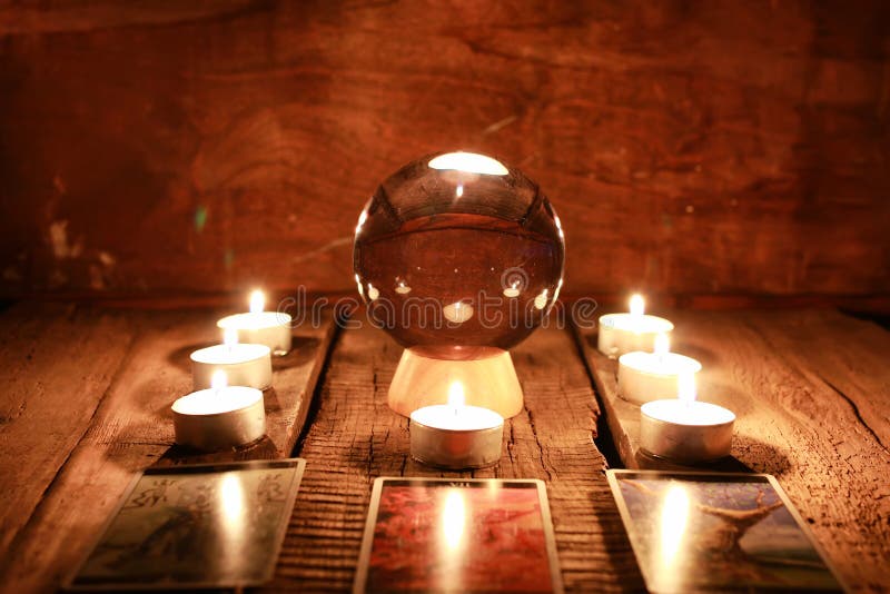 Candle Divination Tarot Cards Stock Photo - Image of astrology, fire ...
