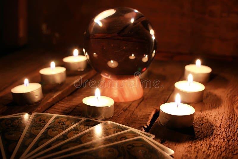 Candle Divination Tarot Cards Stock Image - Image of ball, night: 90041119