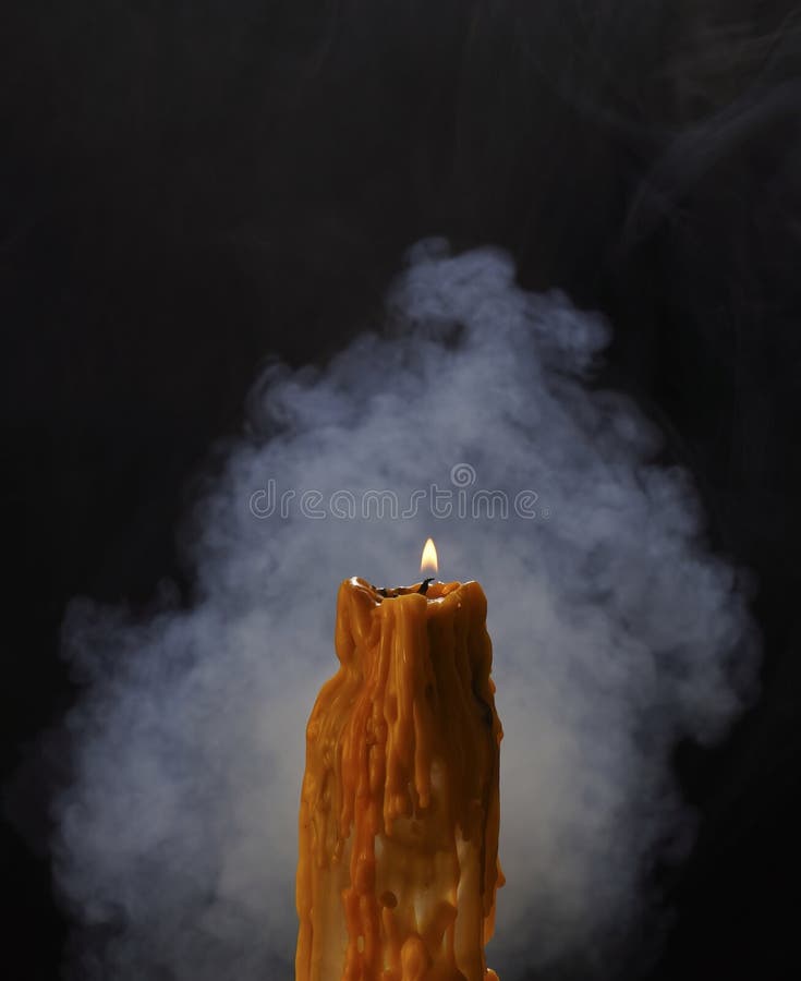 Candle with Dramatic Smoke Background and Lighting Effects and Antique ...